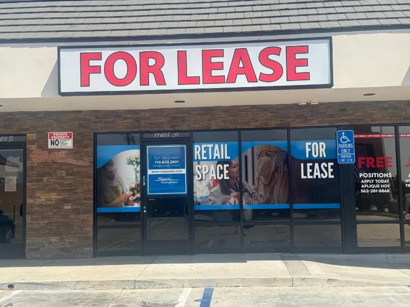 For Lease Window Graphics In Anaheim CA